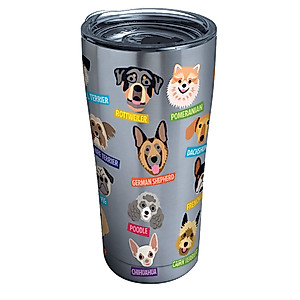 Tervis Triple Walled Flat Art Dogs Insulated Tumbler Cup Keeps Drinks Cold & Hot, 20oz Legacy, Stainless Steel