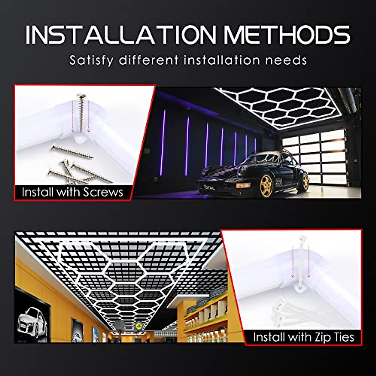 Updated Bigger Size Hexagon LED Garage Light: 900W 108000LM Ultra-Bright, Hexagon led Lights for Garage Warehouse Workshop Gym Basement