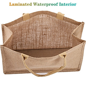 DEAYOU 6 Pack Jute Tote Bag, Burlap Gift Tote with Handle, Grocery Shopping Bag for DIY, Wedding,15.4''x12.2''x5.9''