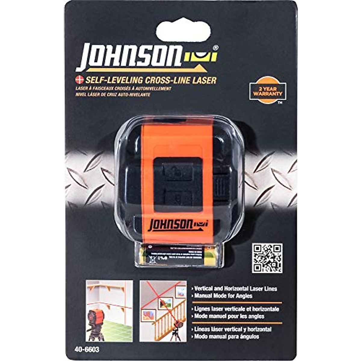 Johnson Level & Tool 40-6603 Self-Leveling Cross-Line Laser, Red, 1 Laser
