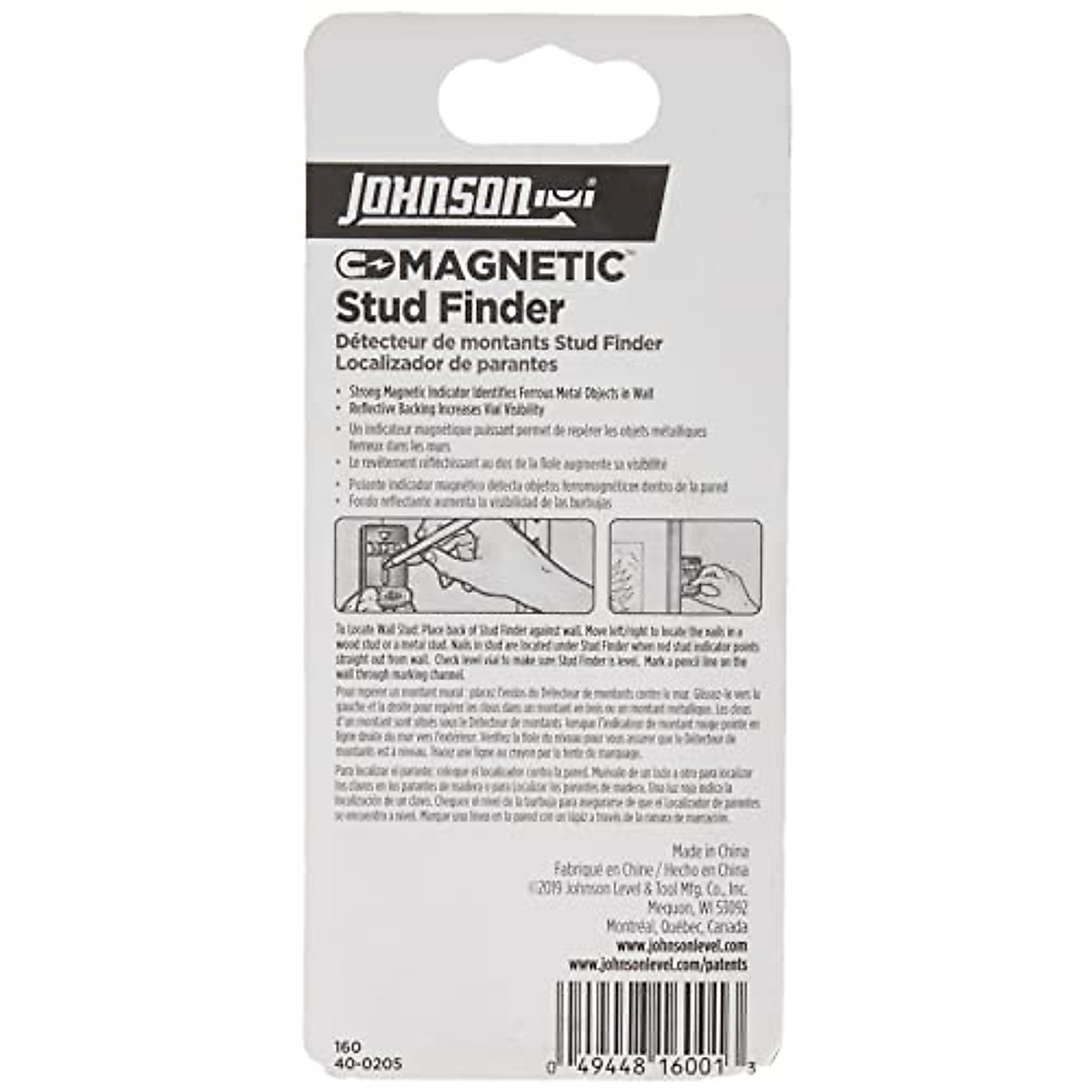 Johnson Level & Tool 160 Stud Finder, Black, 1 Stud Finder