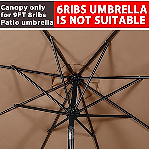 ABCCANOPY 9ft Outdoor Umbrella Replacement Top Suit 8 Ribs (Khaki)