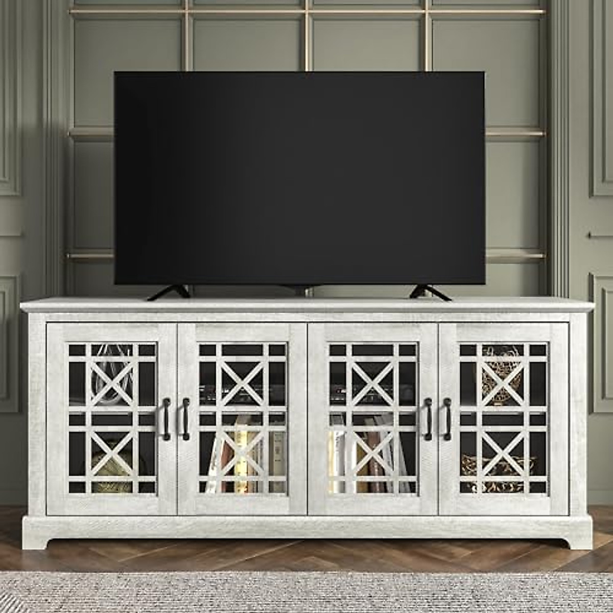 Galano Isadora 75 Inch TV Stand – Smartly Designed Entertainment Center with Spacious Storage - Perfect for Living Rooms - Wide Media Console in Dusty Grey Oak
