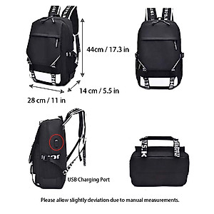WANHONGYUE Attack on Titan Anime Luminous Laptop Backpack Rucksack Travel Sports Casual Daypack with USB Charging Port Black / 14
