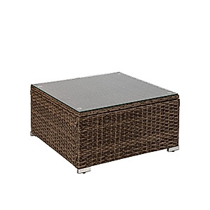 HOMPUS Outdoor Patio Furniture Brown Wicker Coffee Table for Sectional Sofa