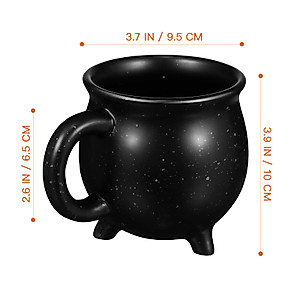 Zerodeko Halloween Witch Brew Cauldron Mug 450ML Ceramic Drinks Serving Mug Black Cauldron Coffee Mug Decorative Drinking Cup Halloween Tabletop Decor