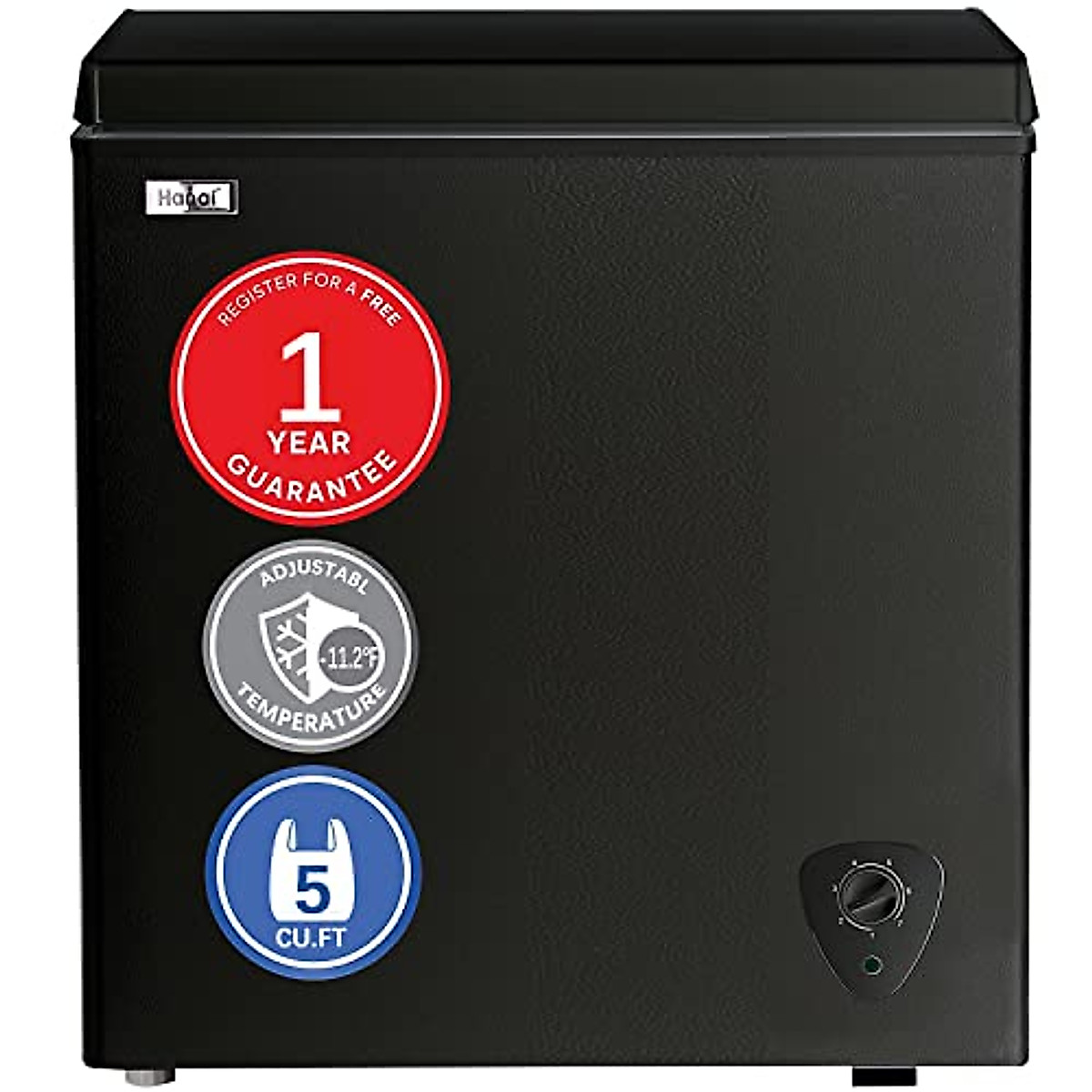 Chest Freezer Freestanding Deep Freezer 5.0 Cu Ft with Storage Basket and Adjustable Feet Top Open Door Small Compact Freezer Adjustable Thermostats for Garage Dorm Kitchen Office Business, Black