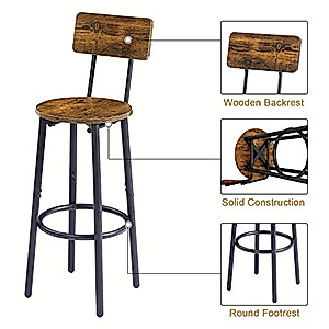 KIVENJAJA Bar Table and Chairs Set for 4, 5-Piece Rectangular Pub Bistro Table & Stools with Backrest, Counter Height Dining Table Set for Kitchen Living Room Restaurant Breakfast Nook, Rustic Brown
