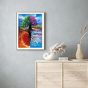 Stamped Cross Stitch Tree Counted Cross Stitch Kits Beginners Cross Stitch Kits for Adults 11CT DIY Embroidery Needlepoint Counted Kits for Home Decor 12x16inch