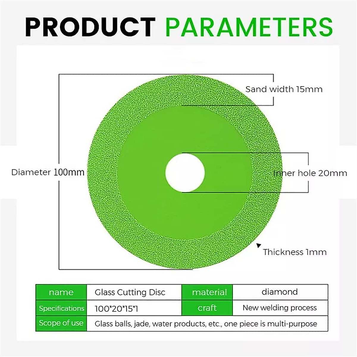 QWERF Cutting Disc, 4inch Ultra Thin Diamond Saw Blade Wheel for Angle Grinder Tiles Marble QWERF Cutting Processing (5 Pcs) Green,Jade