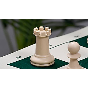 CHESSBAZAAR Study Library Tournament Plastic Chess Pieces & Roll Up Chess Board Combo |32 Pieces with 15 Inches Rollup Chessboard | Weight-340 grams | Black & Off-white |Plastic chess Set | Board Game