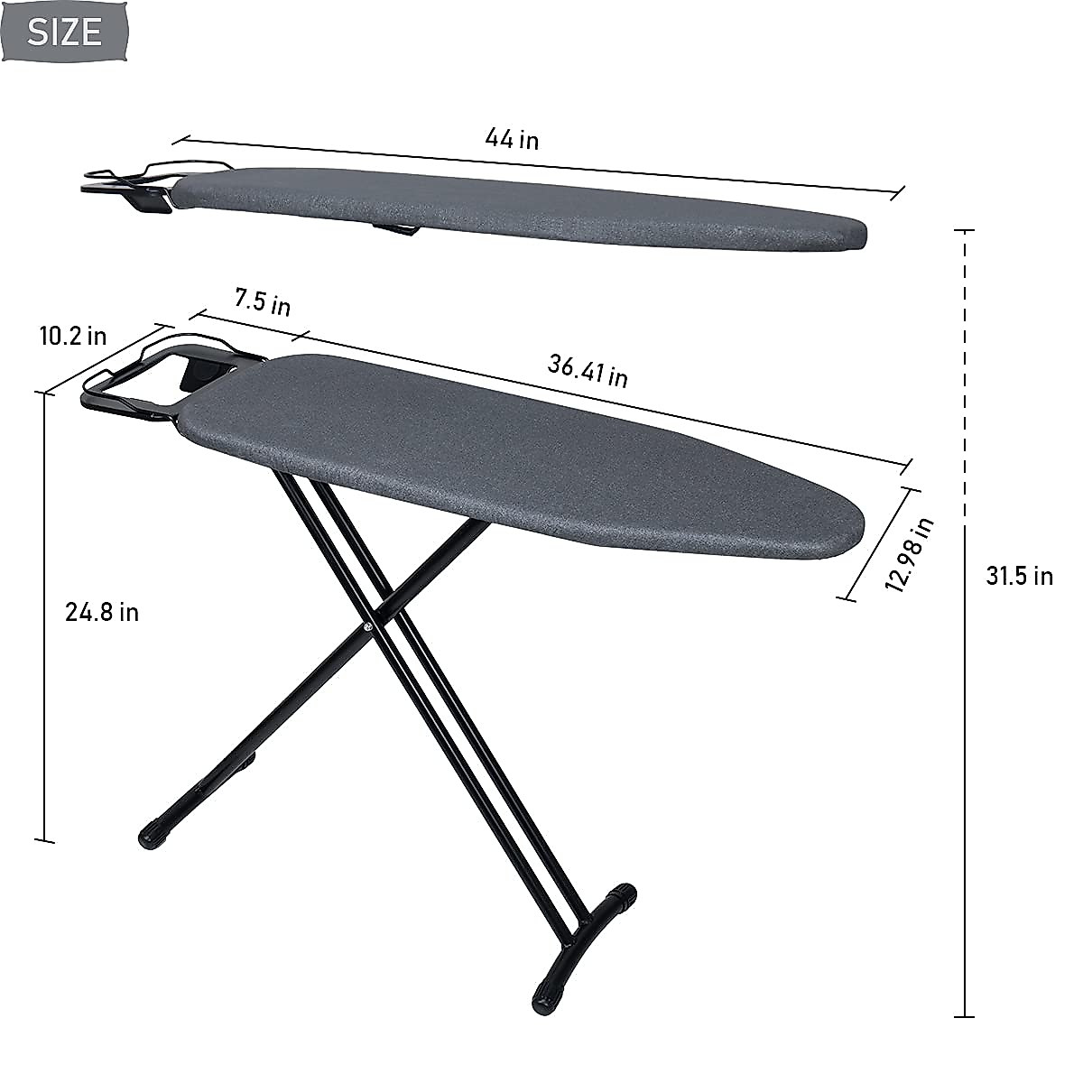 Duwee 12"x36" Ironing Board with Heat Resistant Cover and Thicken Felt Pad, Heavy Sturdy Legs