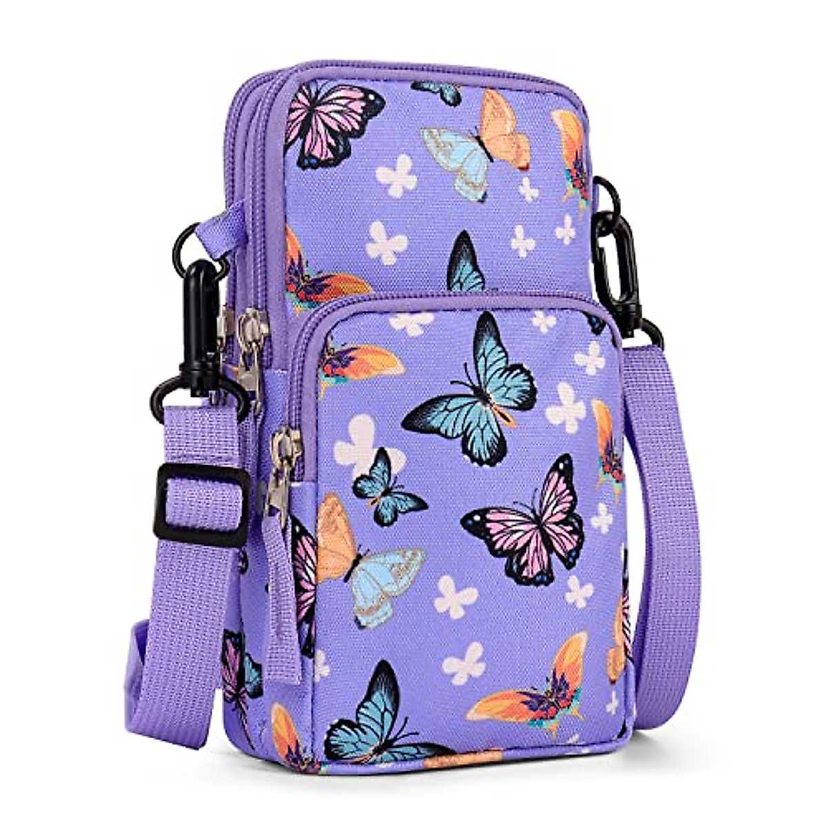 Choco Mocha Kids Cell Phone Purse for Girls, Butterfly Girls Crossbody Purse, Little Girls Purse for Kids 6-8 9-10, Wallet for Girls, Purple