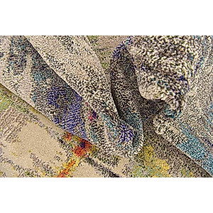 Unique Loom Chromatic Collection Modern Rustic & Vibrant Abstract Area Rug for Any Home Décor, 8' 0" x 8' 0", Beige/Gray