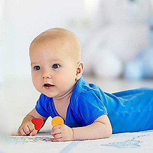 Fu Store Baby Teething Toys (7 Pack) for Newborn BPA Free Infant Toddler Silicone Fruit Giraffe Teethers Finger Toothbrush Strawberry Orange Peach Pear Soothe Babies Gums Set with Storage Case