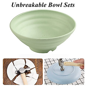CAMBUY Wheat Straw Bowls Set 4 Pcs Unbreakable 32 Oz Cereal Bowls Dinner Bowl Sets Dishwasher & Microwave Safe