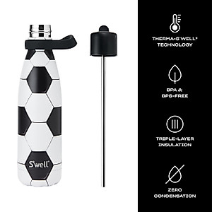 S'well Stainless Steel Water Bottle with Flip Straw Cap and Handle, 17oz, Goals, Triple Layered Vacuum Insulated Containers Keeps Drinks Cold for 36 Hours and Hot for 10, Perfect for On the Go