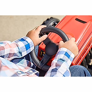 Huffy Kids Electric 12V Ride On Mini Mower Bubble Tractor, Red