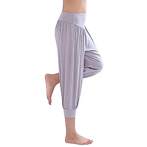 LKXHarleya Women Modal Harem Yoga Pants Loose Casual Fold Over Pilates Capri Pants Yoga Pants