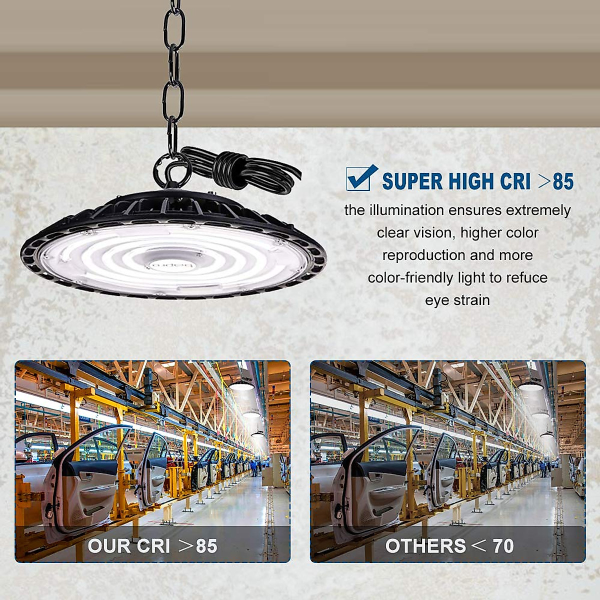 bapro 10pack 100W UFO LED High Bay Light, 10000LM 6000K Daylight White Factory Warehouse Industrial Lamp, Ceiling Light LED Commercial Light Workshop Light for Garage Workshop Gym Tunnel Studio