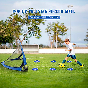 Portable Pop Up Soccer Goal Net Set for Kids or Adaults Trainning and Backyard Playing with Carrying Case, Training Cones and Target