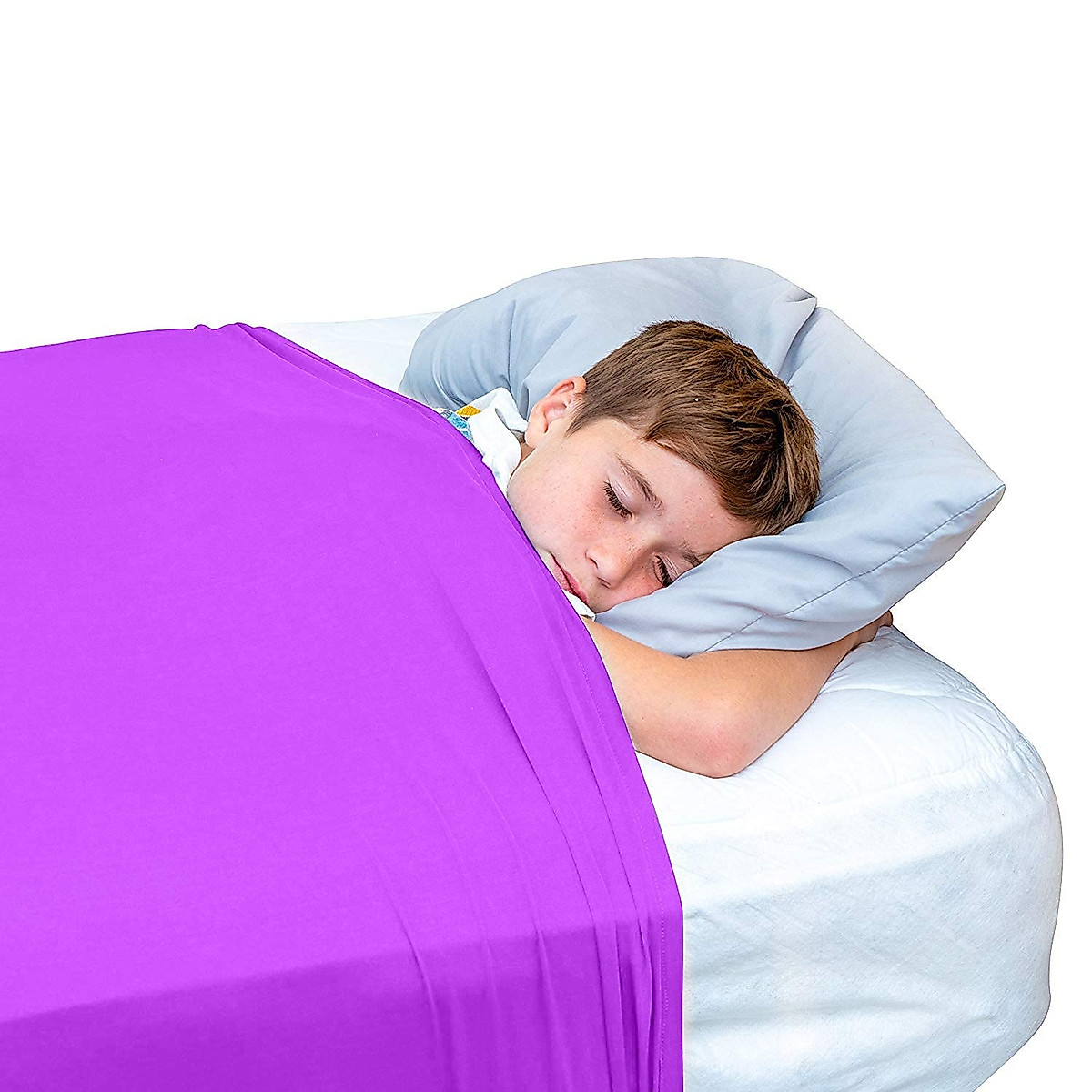 Special Supplies Sensory Bed Sheet for Kids Compression Alternative to Weighted Blankets - Breathable, Stretchy - Cool, Comfortable Sleeping Bedding (Purple, Full)