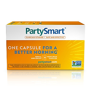 PartySmart, One Capsule for a Better Morning, 10 nights out Supply, Non-GMO, Plant-based, 250 mg, 10 capsules