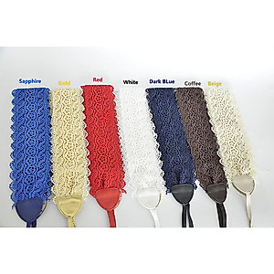 FIEIJ Women's Lace Waist Belt Bow Tie Wrap Around Soft Leather Boho Corset Elegant for Dresses (Dark Blue)