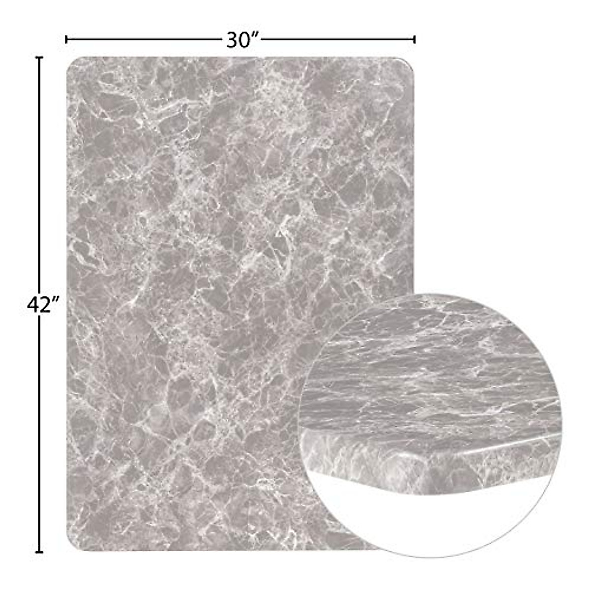 Flash Furniture 30" x 42" Rectangular Gray Marble Laminate Table Top