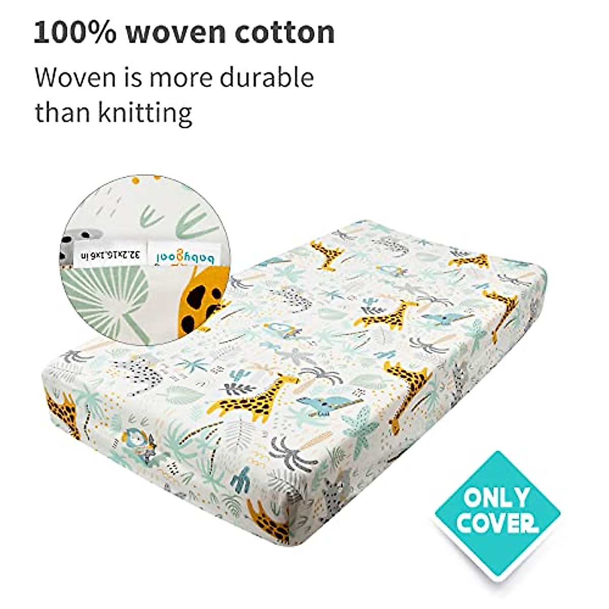 Babygoal Changing Pad Covers 100% Organic Cotton-Unisex Diaper Change Table Sheets for Baby Girls and Boys-Fits Changing Pads and Cradle Mattress 32"x16"x6" 2CNTW21-B