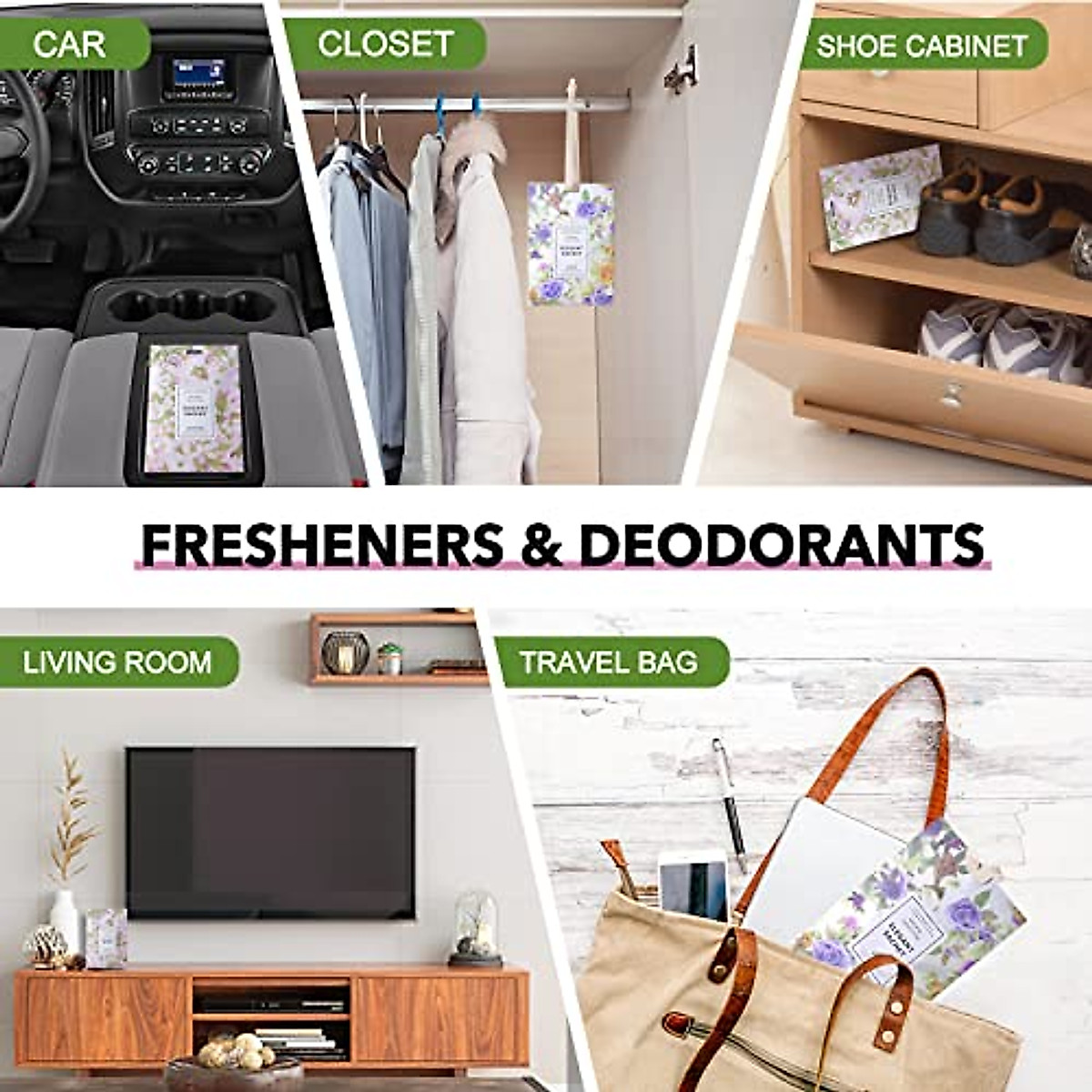 Telanshare 4 Packs(Rose+Jasmine) Mite/Moth Repellent Bag for Drawer & Closet, Natural Sachet Bag, 90 Days Extended Protection