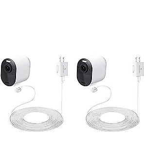 16ft/4.8m Weatherproof Outdoor Charging Cable with Quick Charge Adapter Compatible with Arlo Ultra/Ultra 2/Pro 3/Pro 4 (2 Pack, White) (NOT Compatible with Arlo Essential Spotlight)