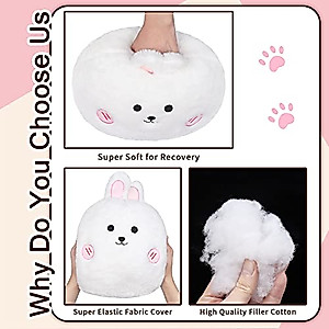 Achwishap Cute Rabbit Plush Pillow 11.8", Squishy Bunny Pillow, Sleeping Hugging Pillows, 3D Cony Shaped Back Pillow, Beloved Gifts at Birthday (White Rabbit, 11.8in)