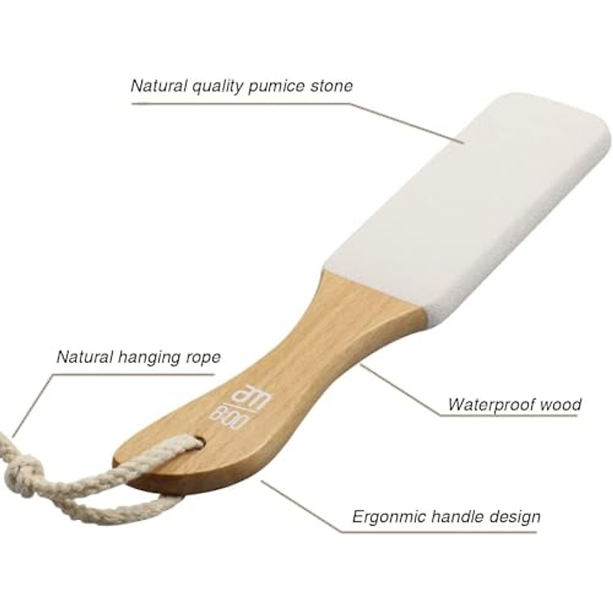 AM 8:00Pumice Stone Foot File, 2 Pack Callus Remover (coarse/fine) for Feet with Wooden Handle, Pedicure Foot Scrubber to Remove Dead Skin, Dry, Rough, Corns Skin Scraper