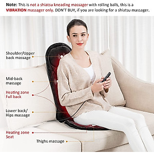 Snailax Memory Foam Vibration Massage Seat Cushion, Back Massage Pad with Heat,2 Heat Levels & 6 Vibration Massage Nodes, Seat Massager for Home Office Chair, Grey