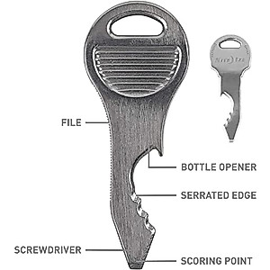 Nite Ize KCT1010-1088 DoohicKey QuicKey Stainless-Steel 5-in-1 Keychain Multi Tool with Key Hole Attachment, Stainless Steel