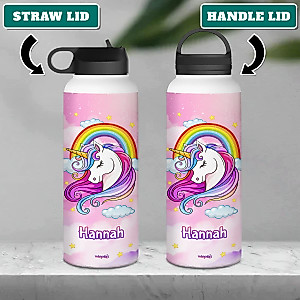 winorax Personalized Unicorn Water Bottle For Kids Women Girls Teen Magical Unicorns Stainless Steel Sports Bottles Birthday Christmas Back To School Gifts Custom Travel Cup with Name