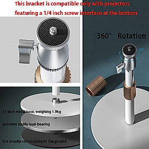 HVAYING Pico Projector Stand with Stable Metal Base, Flexible Extension and Angle Adjustment, Cable Management, 1/4 Inch Interface - Ideal for Home and Office - White