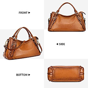 Kattee Women's Soft Genuine Leather Crossbody Bags Ladies Designer Purses Medium Size Hobo Handbags Top Handle