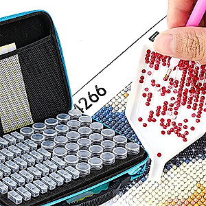 VTYHYJ Diamond Painting Storage Case with Tools 70 Slots Diamond Art Accessories Kit Shock-Proof Carrying Bag Container with Round and Square Beads Organizer, Funnel, Tays, Pens (Light Green)