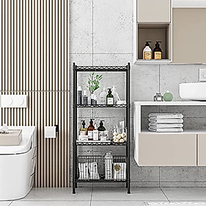 4-Shelf Adjustable Shelves Metal Storage Rack Adjustable Metal Storage Shelving Heavy Duty Storage Shelving (Black)