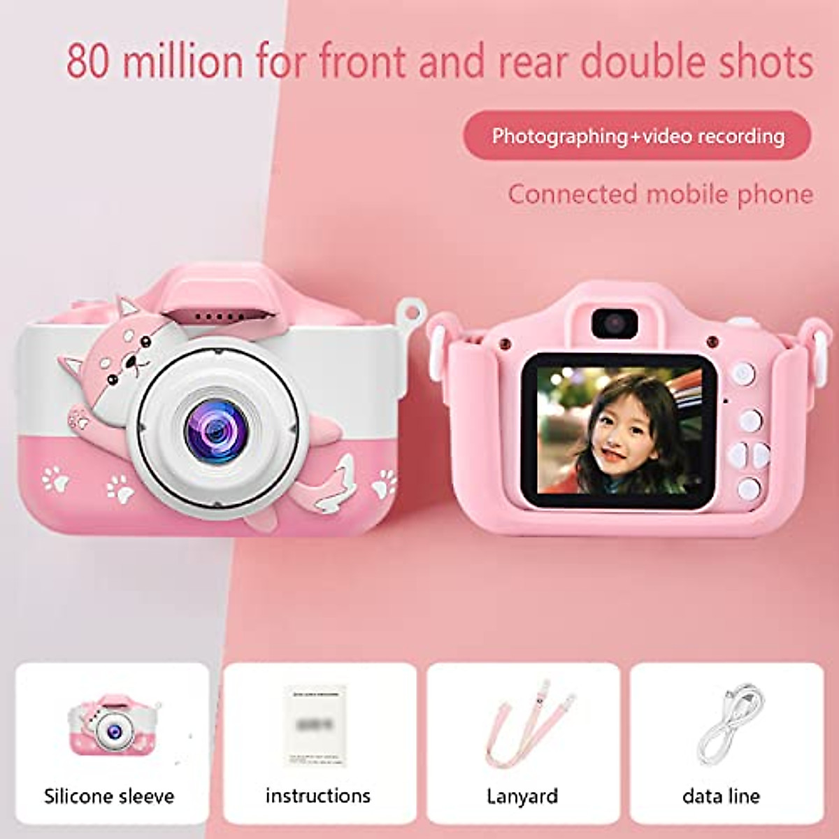 HD Camera for Children's Photography and Video Recording, Front and Rear Dual 4000W Pixe-l HD Camera, Children's Camera Mini Children's Gift Camera