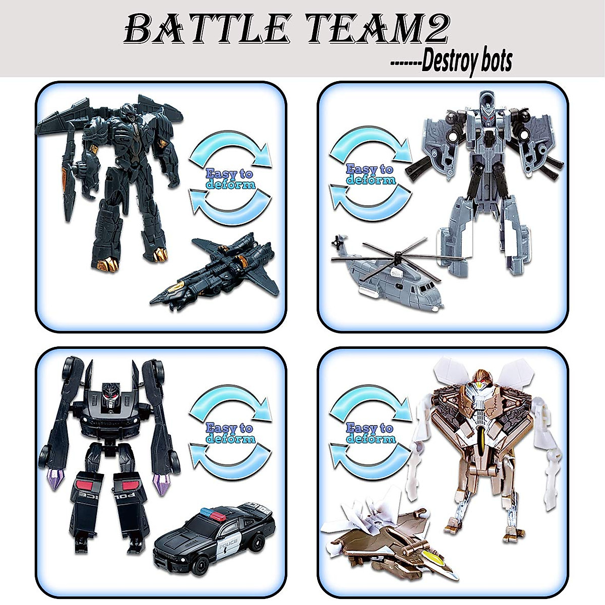 8 Pcs Mini Car Robot Toys, 3.5-inch Small Hero Action Figures, Birthday Favors Toys for Kids Age 5 and up.