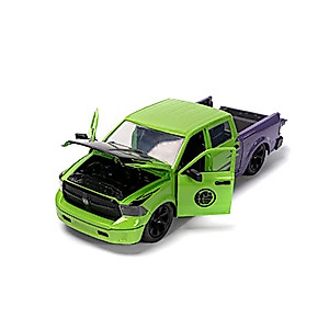 Marvel 1:24 Dodge Ram 1500 Die-Cast Car & 2.75" Incredible Hulk Figure, Toys for Kids and Adults