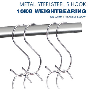 Ptrone S Shaped Hooks Stainless Steel Metal Hangers Hanging Hooks for Kitchen, Work Shop, Bathroom, Garden (S/10pcs)