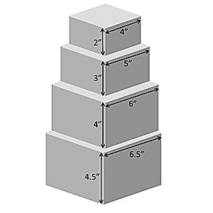 Cypress Lane Square Rigid Gift Boxes, a Nested Set of 4, 3.5x3.5x2 to 6x6x4 inches, small size(White)