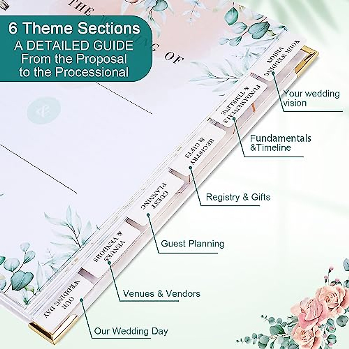 Bride's Wedding Planner & Organizer - Wedding Planner, 188 Pages, Gold Foil Hardcover with Metal Corners + 6 Inside Pockets + Countdown Calendar, Engagement Diary Gift for the Future Bride and Groom