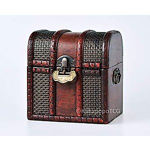 KakapopoTCG Elven Chest (Chainmail) Lockable Wood Deck and Counter Box Trading Cards MTG Magic FaB TCG YGO PTCG EDH Commander Box Dice Box DnD Spell Card Box