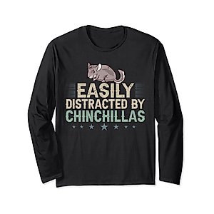 Chinchilla Animals Funny Pet Cute Rodent Cage Wheel Long Sleeve T-Shirt