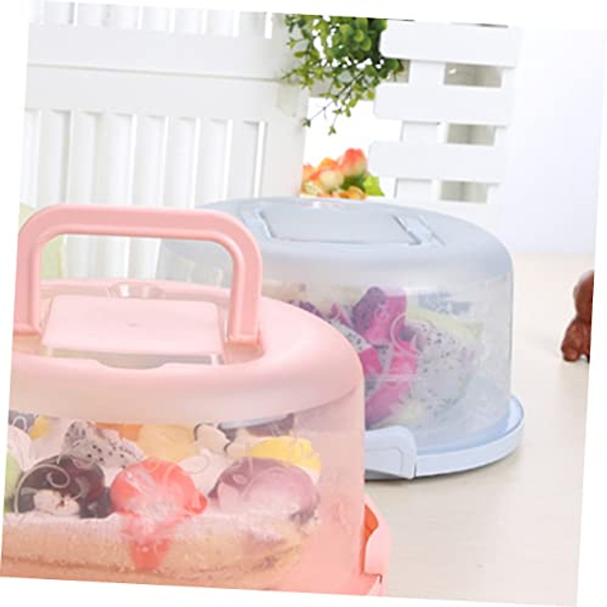 FELTECHELECTR Kitchen Cake Boxes with Lids Fridge Storage Organizer Food Storage Box with Handle